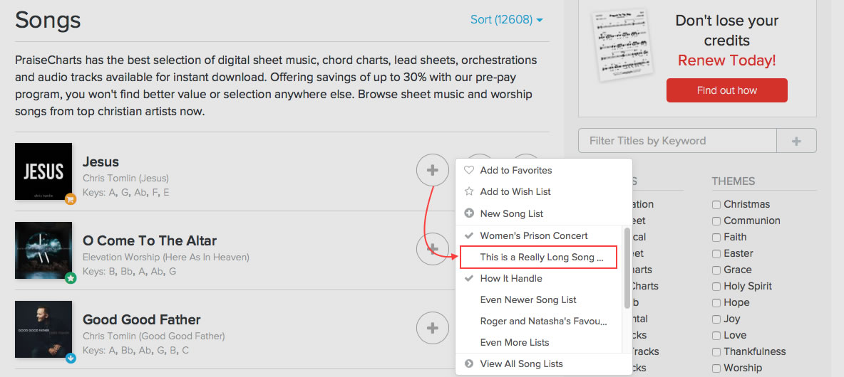 Introducing Song Lists | PraiseCharts