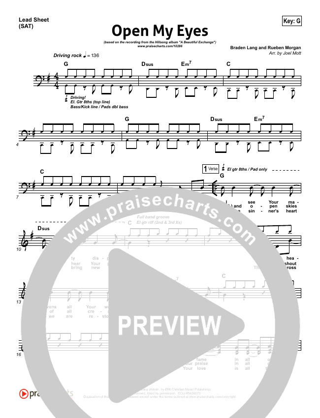 Open My Eyes Sheet Music (Hillsong Worship) - PraiseCharts