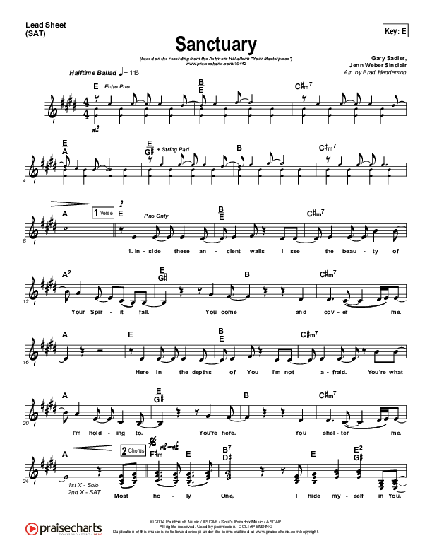 Sanctuary Sheet Music PDF (Ashmont Hill) - PraiseCharts