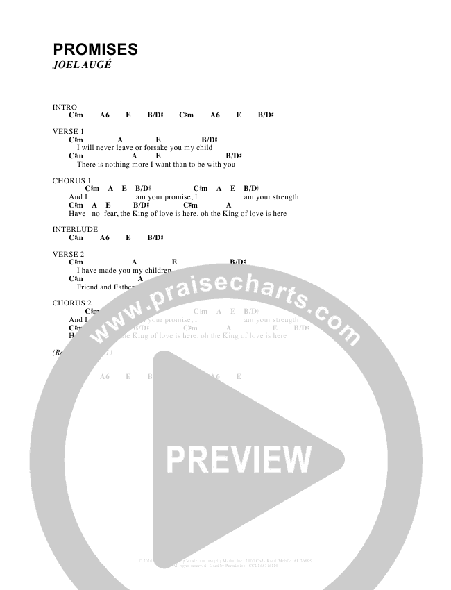 Promises Chords (Joel Auge) - PraiseCharts