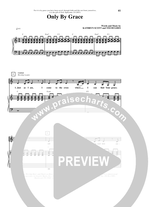 Only By Grace Sheet Music PDF (Kathryn Scott) - PraiseCharts