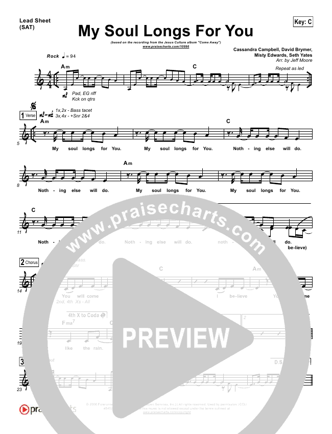 My Soul Longs For You Sheet Music PDF (Jesus Culture / Kim Walker-Smith ...