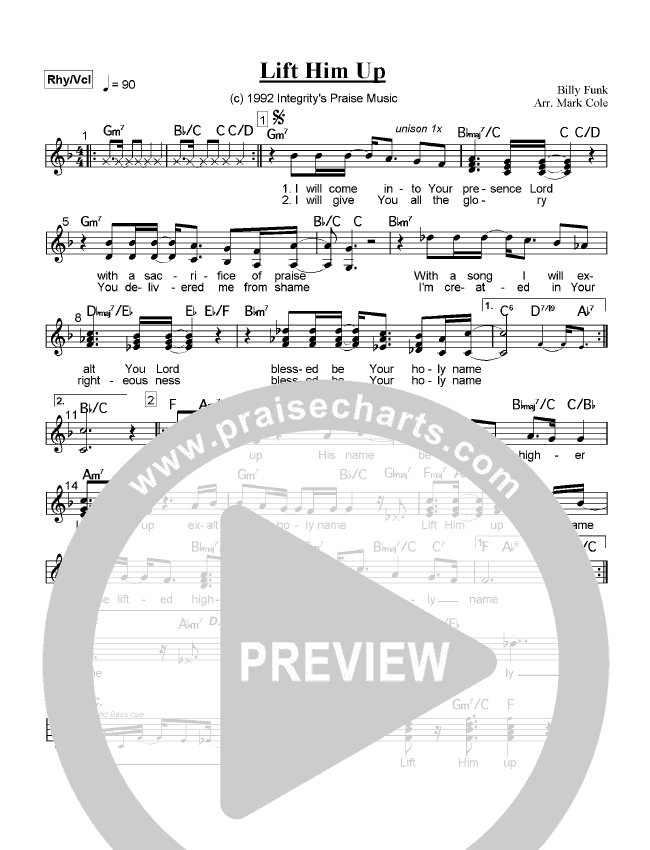 Lift Him Up Orchestration (Ron Kenoly) - PraiseCharts