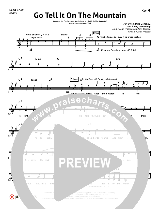 Go Tell It On The Mountain Sheet Music PDF (Tenth Avenue North ...