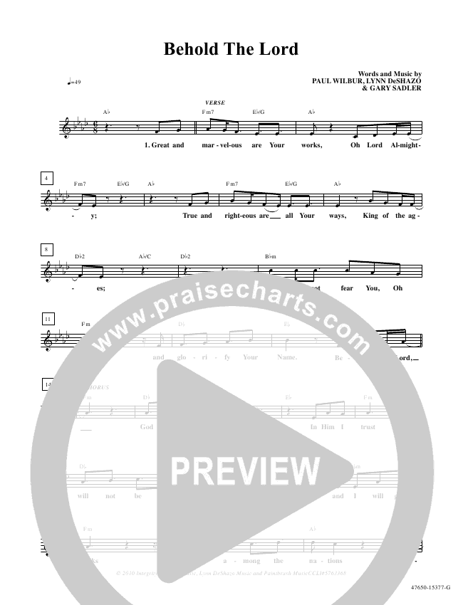 Behold The Lord Sheet Music PDF (Paul Wilbur) - PraiseCharts