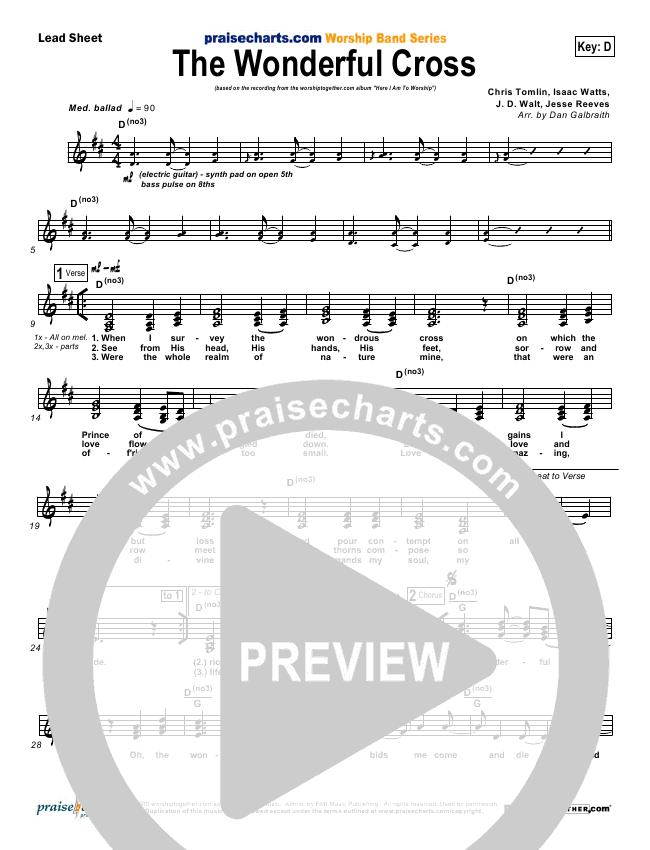 The Wonderful Cross Sheet Music (Chris Tomlin) - PraiseCharts