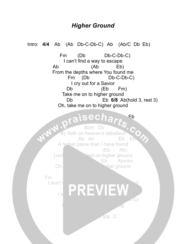 Higher Ground Chords (Todd Agnew) - PraiseCharts