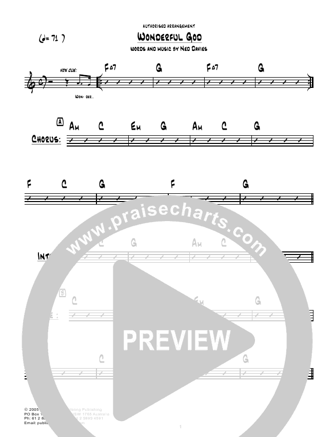 Wonderful God Sheet Music PDF (Hillsong Worship) - PraiseCharts