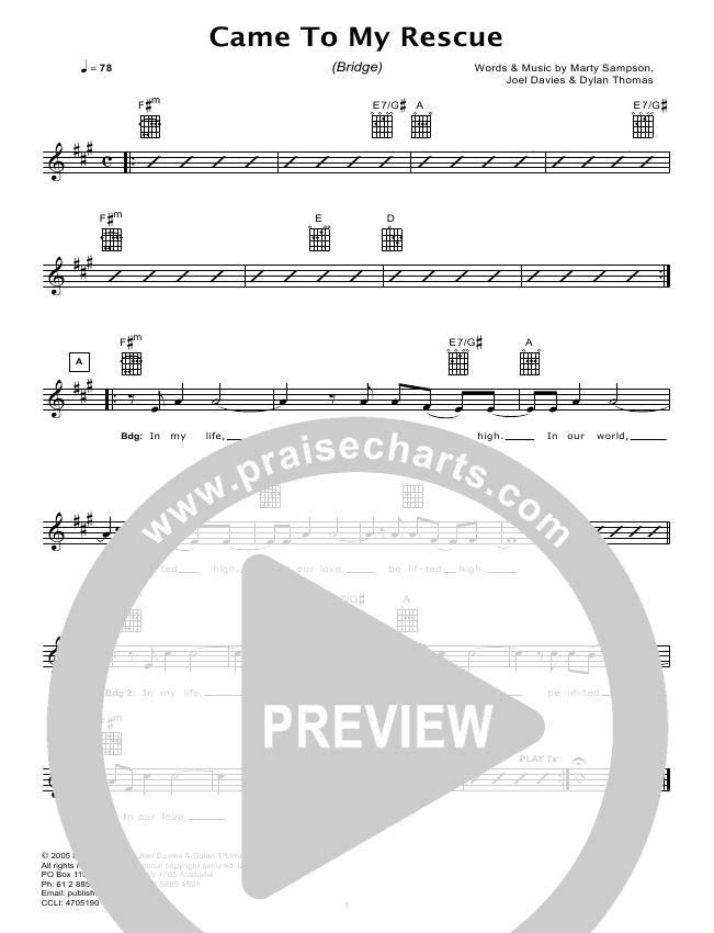 Came To My Rescue Sheet Music PDF (Hillsong Worship) - PraiseCharts