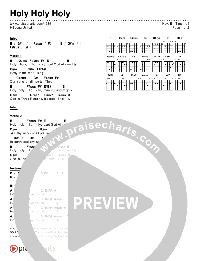 Holy Holy Holy Guitar Chords