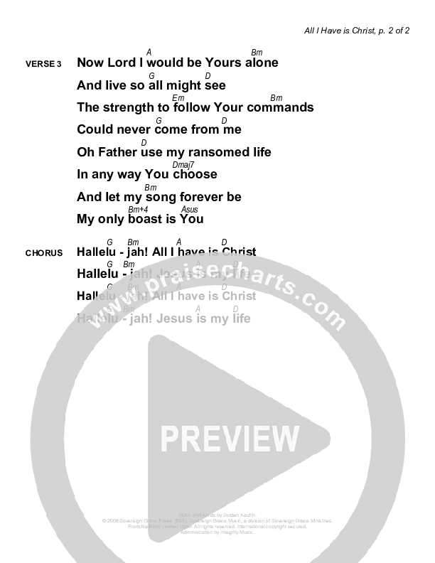 All I Have Is Christ Chords PDF Sovereign Grace PraiseCharts