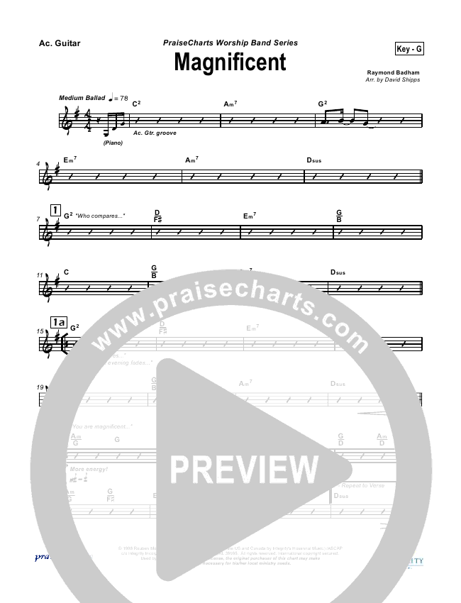 Magnificent Sheet Music PDF (Hillsong Worship) - PraiseCharts