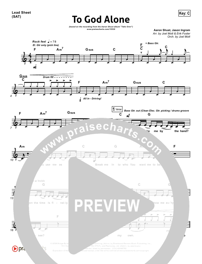 To God Alone Sheet Music (Aaron Shust) - PraiseCharts