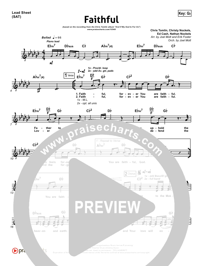 Faithful Sheet Music PDF (Chris Tomlin) - PraiseCharts