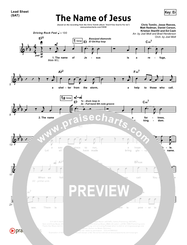 The Name Of Jesus Sheet Music (Chris Tomlin) - PraiseCharts
