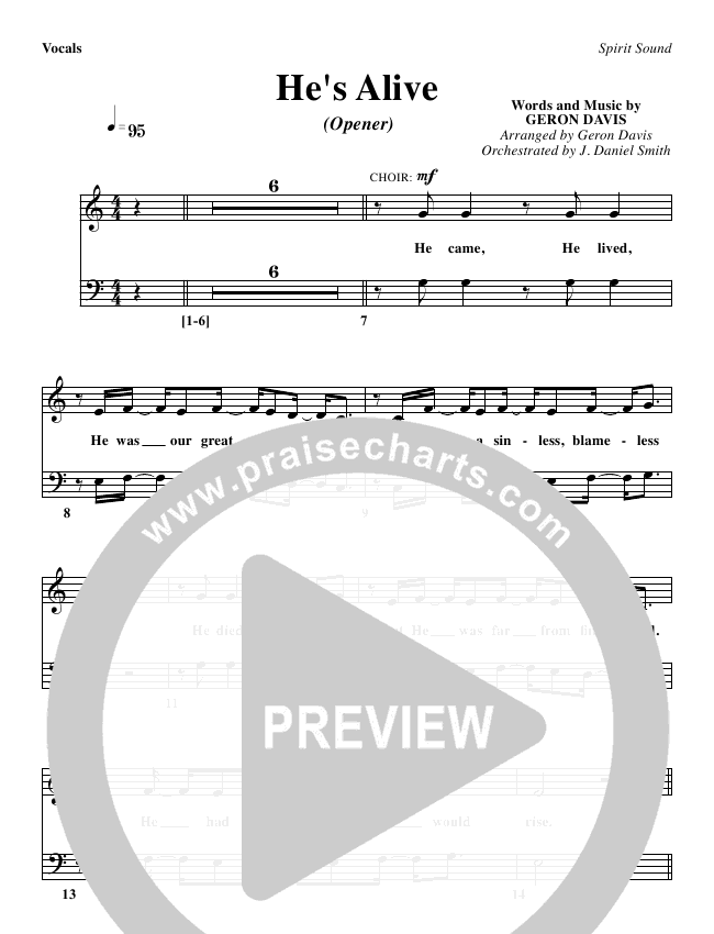 He's Alive Sheet Music PDF (Geron Davis) - PraiseCharts