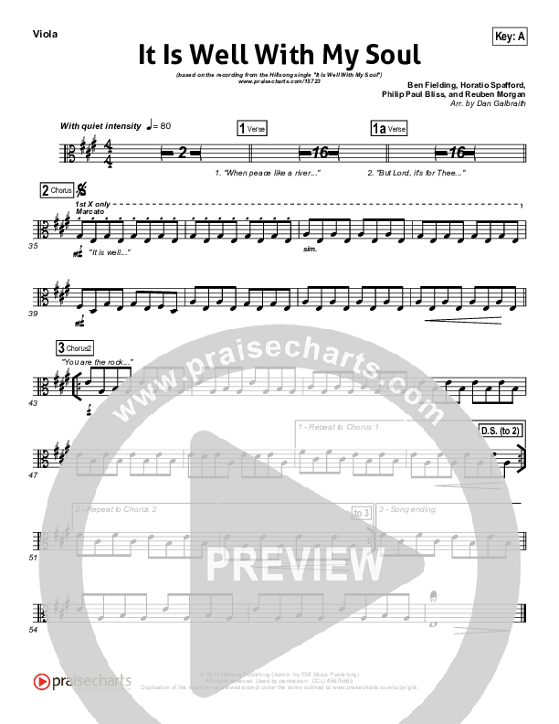 It Is Well With My Soul Viola Sheet Music PDF (Hillsong Worship) - PraiseCharts