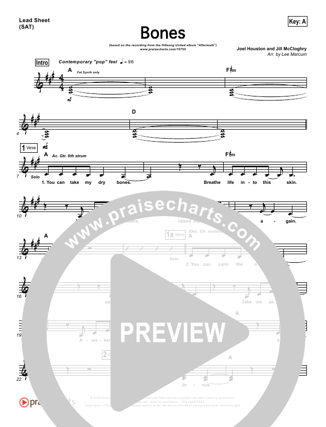 Bones Sheet Music (Hillsong UNITED) - PraiseCharts