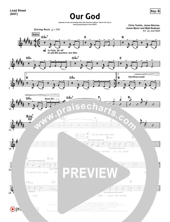 Our God Sheet Music PDF (Chris Tomlin / Passion) - PraiseCharts