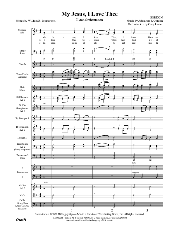 My Jesus I Love Thee Orchestration () - PraiseCharts