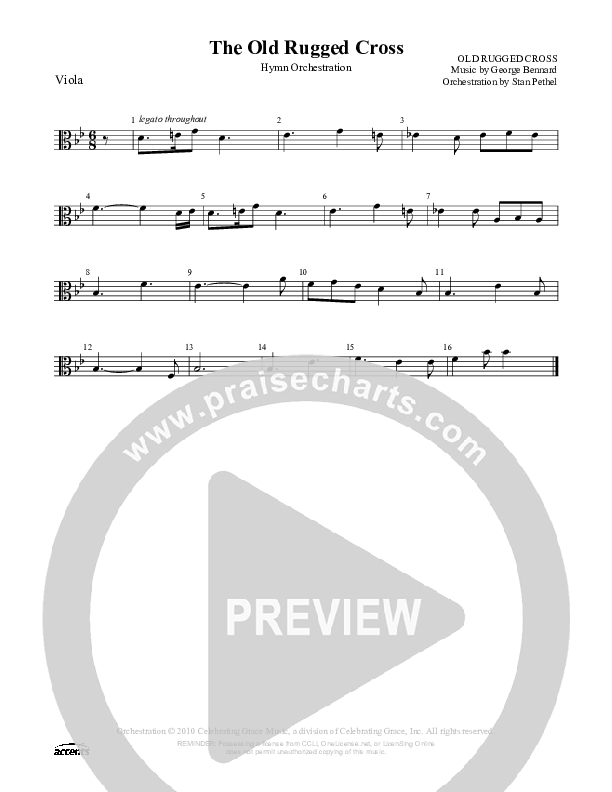 The Old Rugged Cross Viola Sheet Music PDF () - PraiseCharts