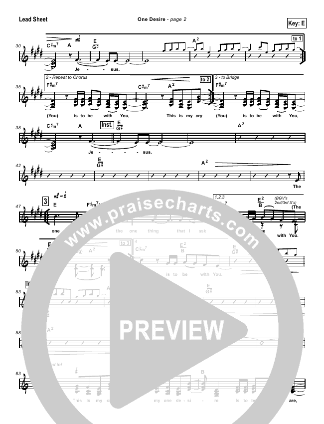 One Desire Sheet Music PDF (Hillsong Worship) - PraiseCharts