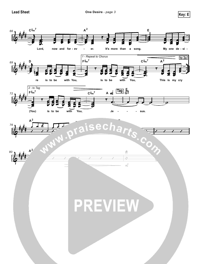 One Desire Sheet Music PDF (Hillsong Worship) - PraiseCharts
