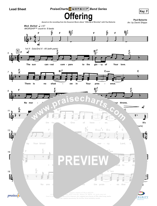 Offering Sheet Music (Paul Baloche) - PraiseCharts