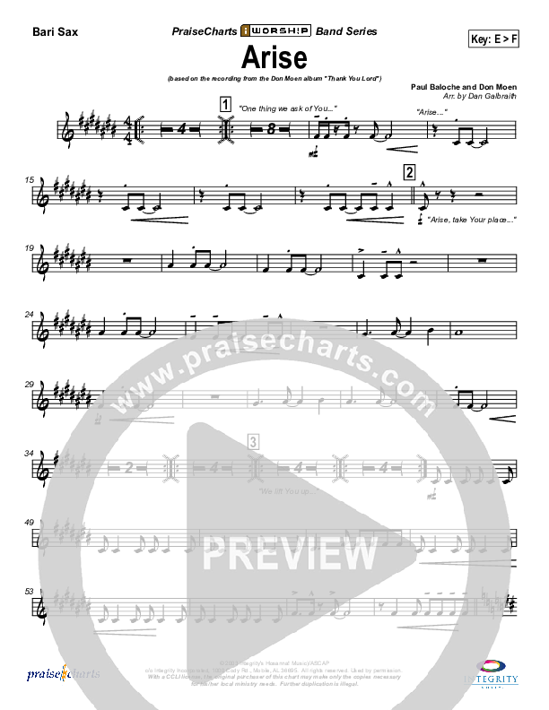 Arise Bari Sax Sheet Music Pdf Don Moen Praisecharts
