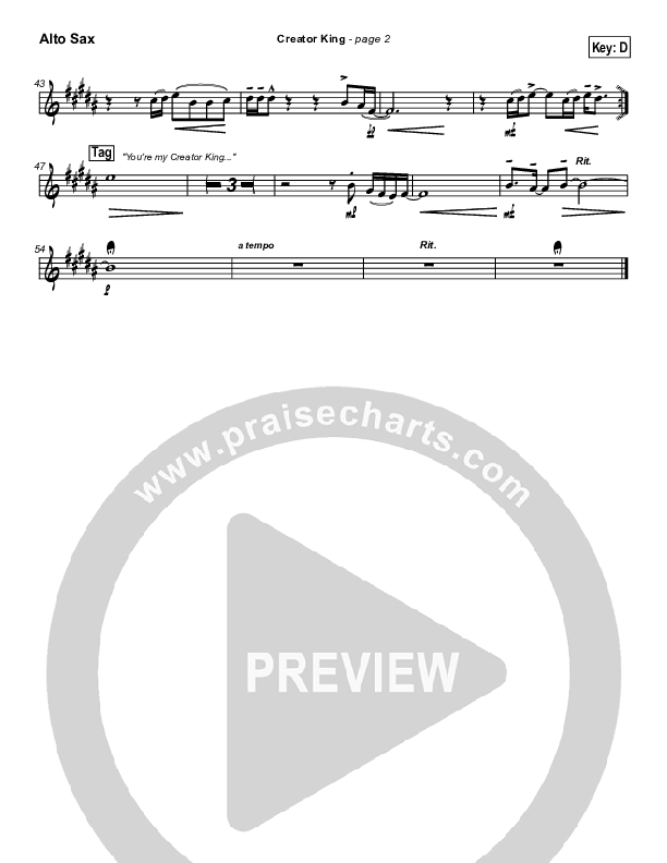 Creator King Alto Sax Sheet Music Pdf Don Moen Praisecharts