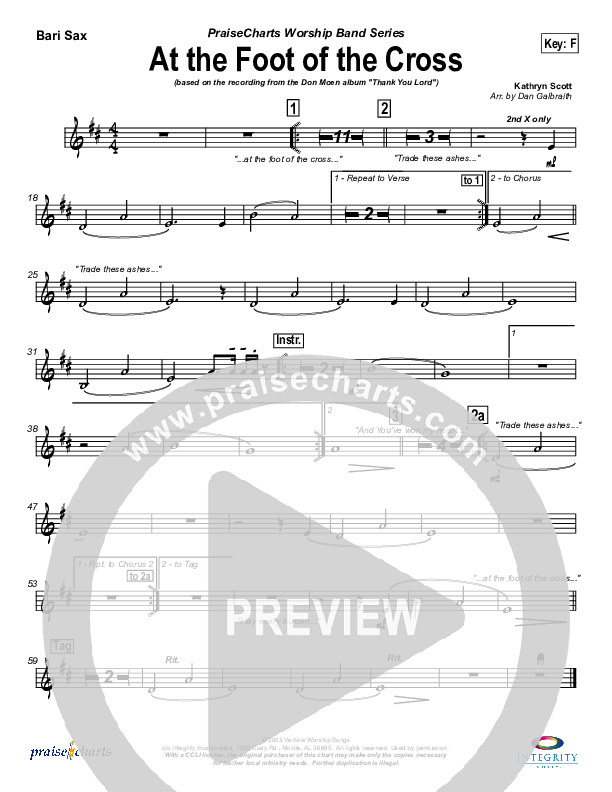 At The Foot Of The Cross Bari Sax Sheet Music Pdf Don Moen Praisecharts