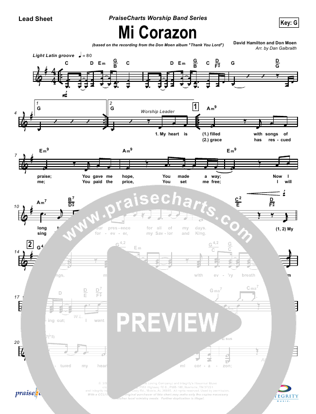Mi Corazon Sheet Music PDF (Don Moen) - PraiseCharts