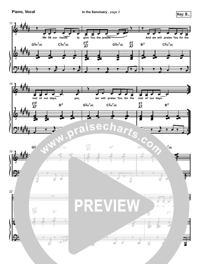 In The Sanctuary Sheet Music PDF (Kurt Carr) - PraiseCharts