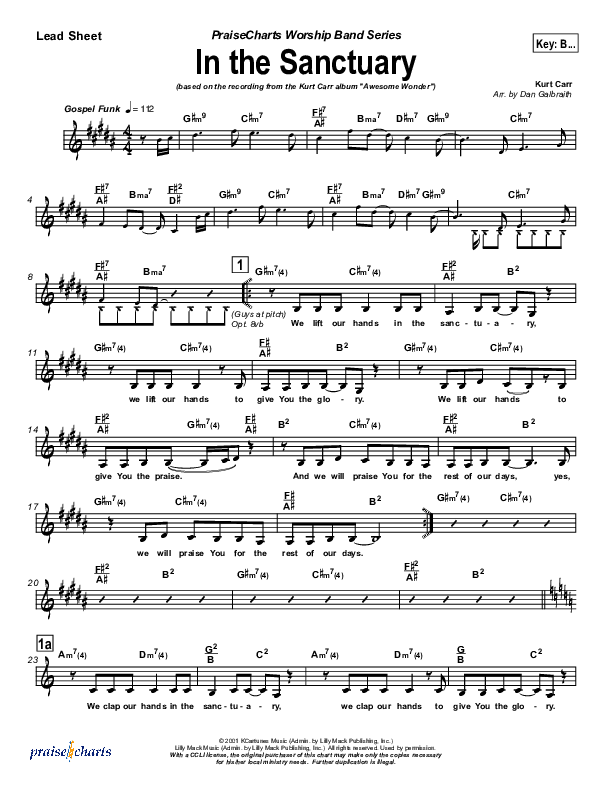 In The Sanctuary (Kurt Carr) - PraiseCharts