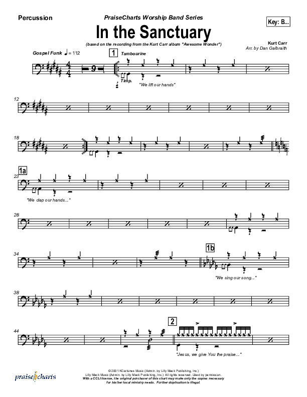 In The Sanctuary Percussion Sheet Music PDF (Kurt Carr) - PraiseCharts