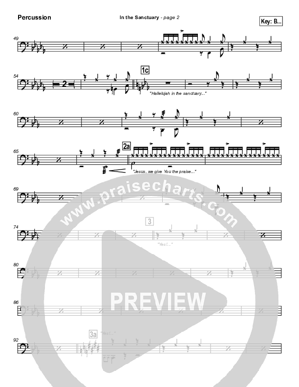 In The Sanctuary Percussion Sheet Music PDF (Kurt Carr) - PraiseCharts