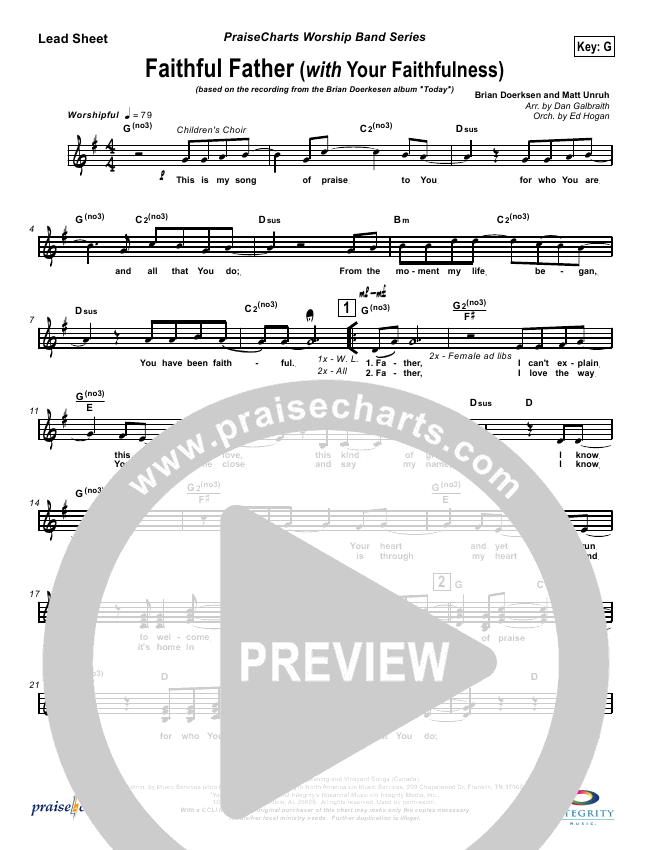 Faithful Father (with Your Faithfulness) Sheet Music PDF (Brian ...