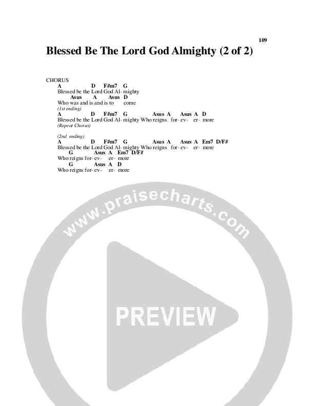 Blessed Be The Lord God Almighty Chords PDF (Michael Neale) - PraiseCharts Blessed Be The Lord God Almighty Chords PDF (Michael Neale) - PraiseCharts