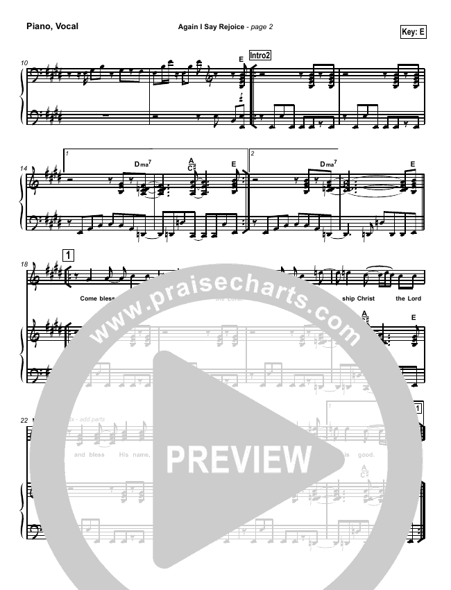 Again I Say Rejoice Sheet Music PDF (Israel Houghton) - PraiseCharts