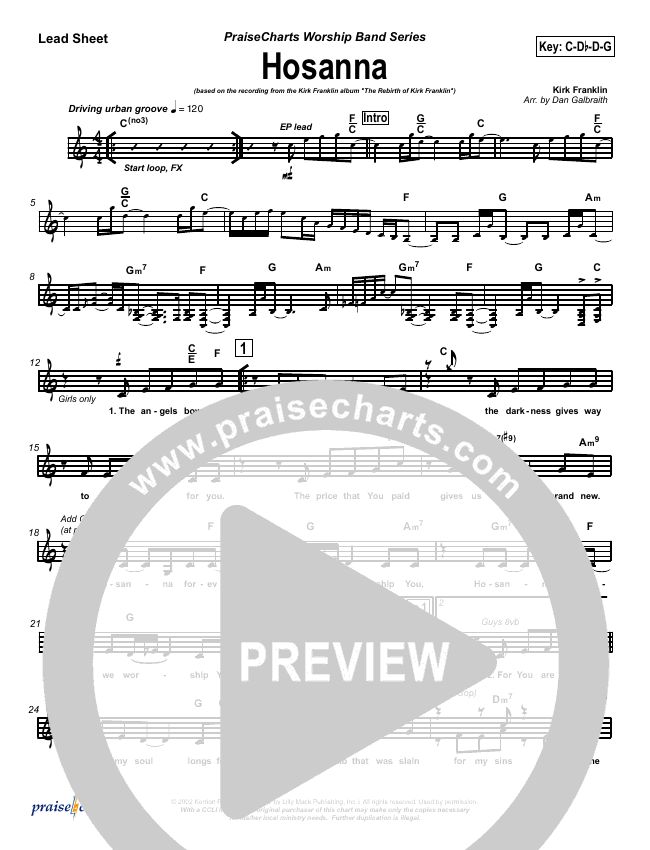 Hosanna Sheet Music PDF (Kirk Franklin) - PraiseCharts