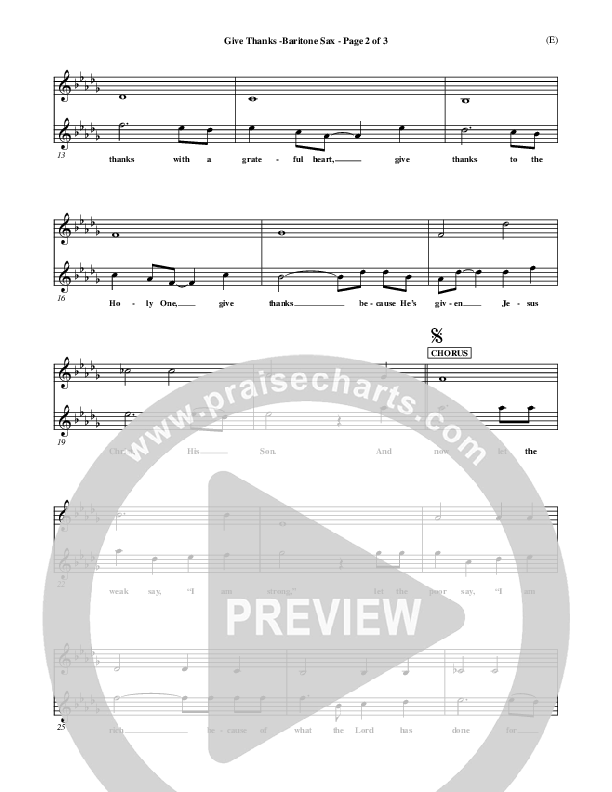 Give Thanks Bari Sax Sheet Music Pdf Henry Smith Praisecharts