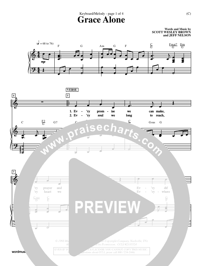 Grace Alone Sheet Music (Jeff Nelson) - PraiseCharts