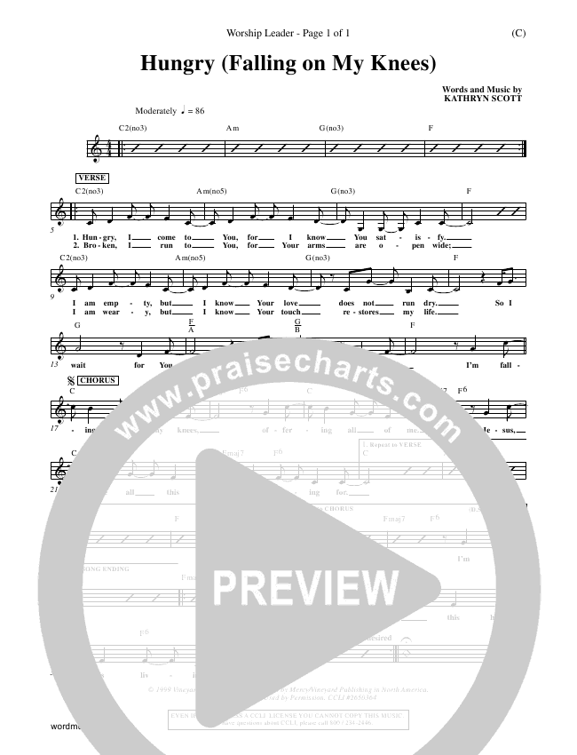 Hungry Sheet Music PDF (Kathryn Scott) - PraiseCharts