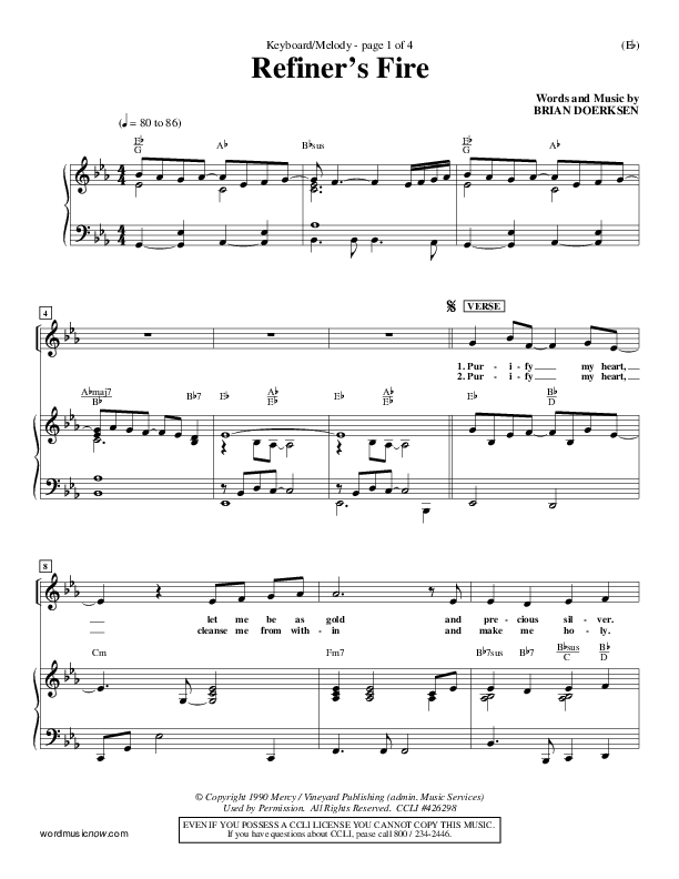 Refiner's Fire Sheet Music PDF (Brian Doerksen) - PraiseCharts