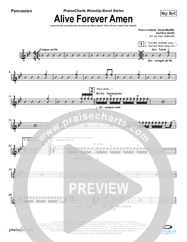 Alive Forever Amen Percussion Sheet Music PDF (Travis Cottrell ...
