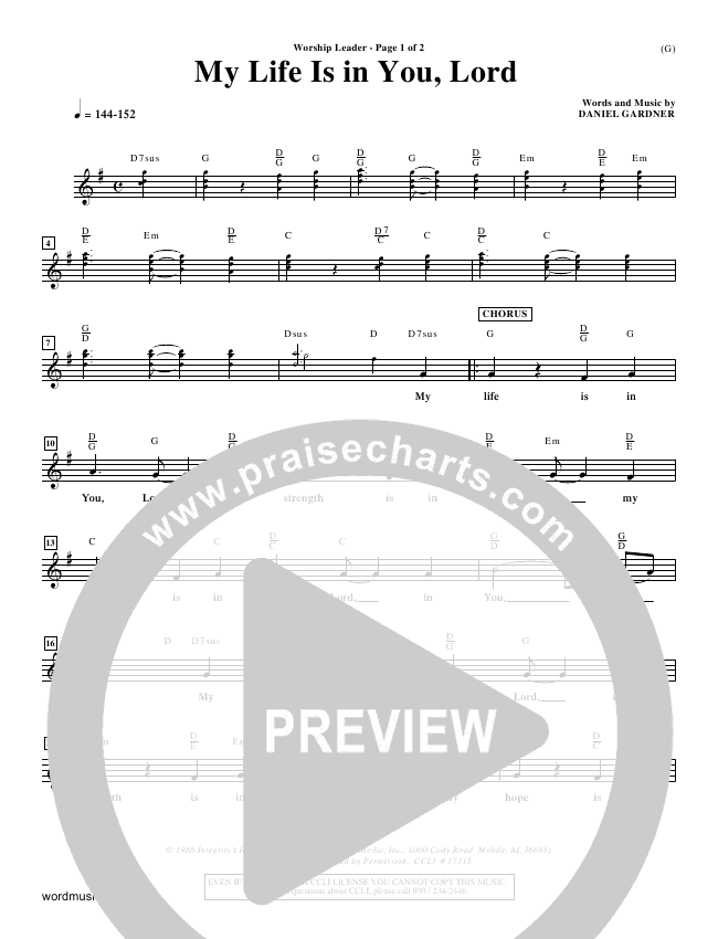My Life Is In You Sheet Music PDF (Daniel Gardner) - PraiseCharts