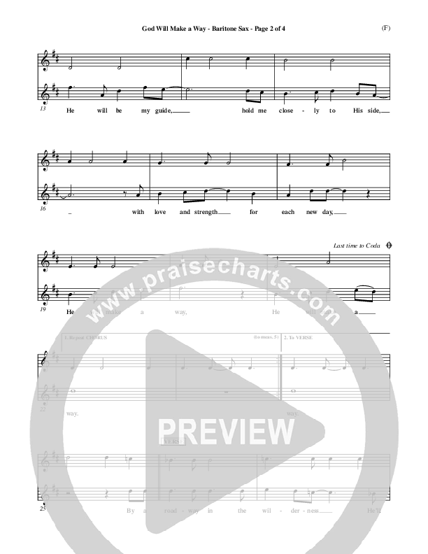 God Will Make A Way Bari Sax Sheet Music Pdf Don Moen Praisecharts