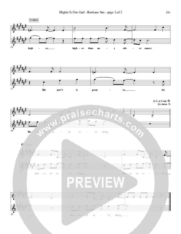 Mighty Is Our God Bari Sax Sheet Music Pdf Don Moen Praisecharts