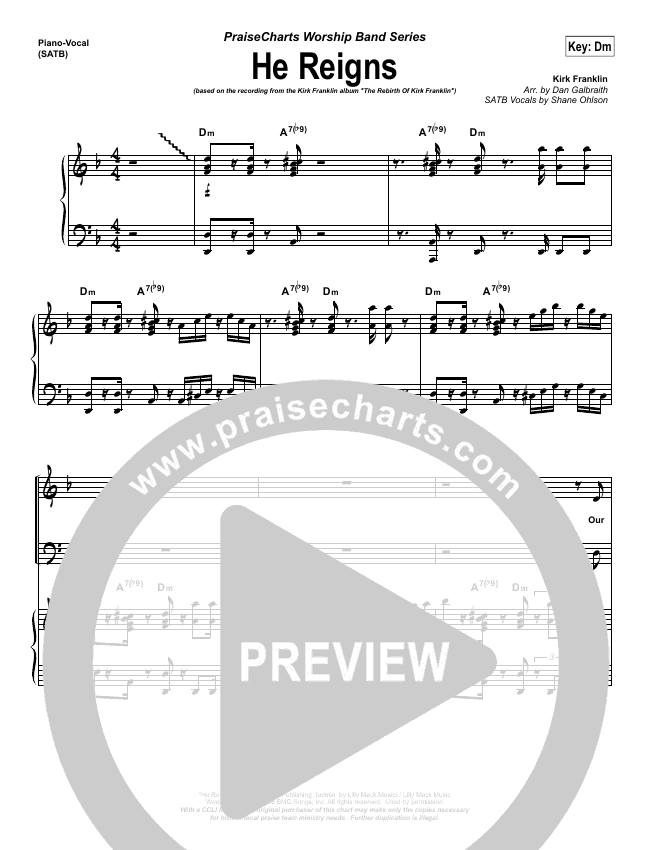 He Reigns (with Awesome God) Sheet Music (Kirk Franklin) - PraiseCharts