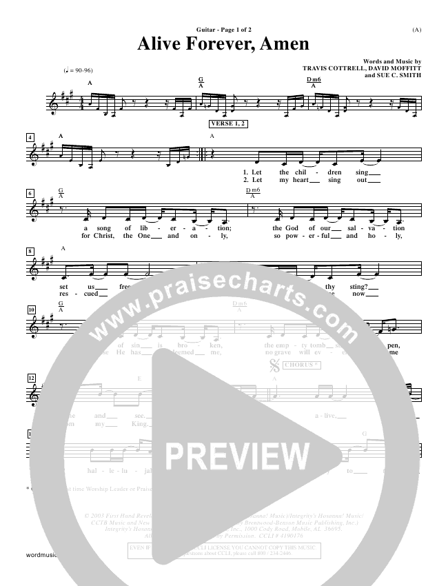 Alive Forever Amen Sheet Music PDF (Travis Cottrell) - PraiseCharts